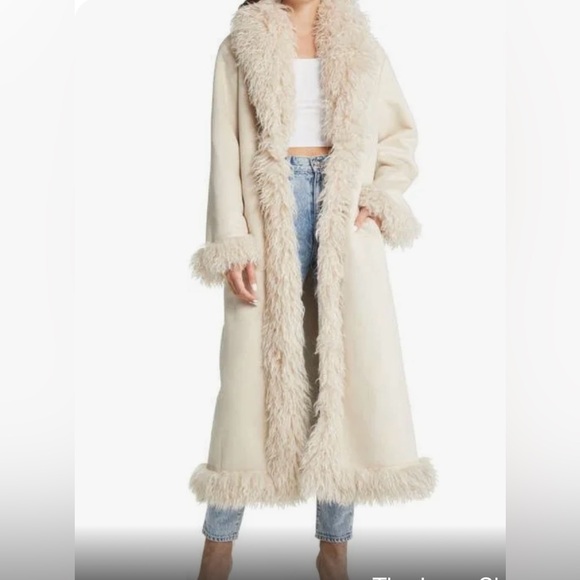 Azalea Wang | Jackets & Coats | Azalea Wang Long Line Trench Coat With Faux Fur Trim In Beige ...